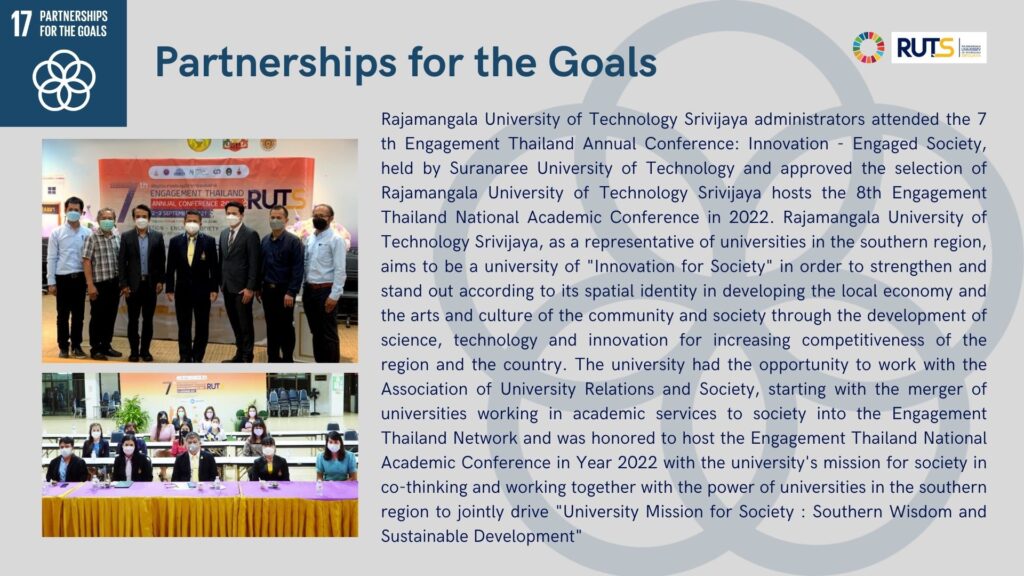 RUTS SDGs - 17.Partnerships for the Goals YEAR 2021